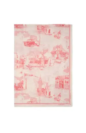 Burberry London Landmarks Wool Silk Scarf - Cami Pink
