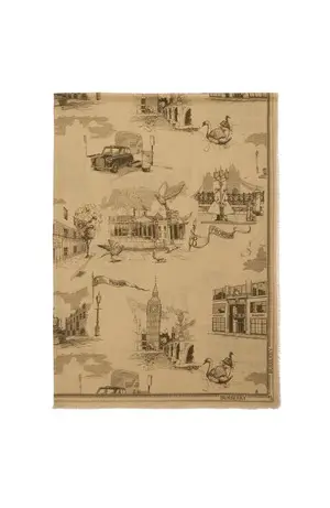 Burberry London Landmarks Wool Silk Scarf - Sand
