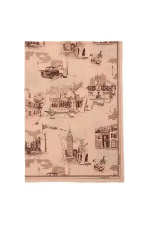 Burberry London Landmarks Wool Silk Scarf - Sepia
