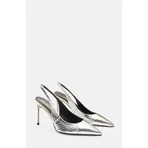 SCAROSSO Sutton Slingback Pumps - Silver - Elaphe