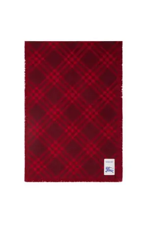 Burberry Wide Check Wool Silk Scarf Oxblood/pillar