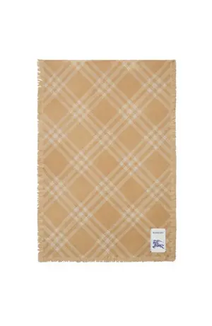 Burberry Wide Check Wool Silk Scarf Sand/ecru