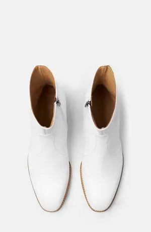 SCAROSSO Warren Ankle Boots - White - Calf