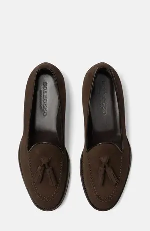 SCAROSSO Sienna Tassel Loafers - Brown - Suede