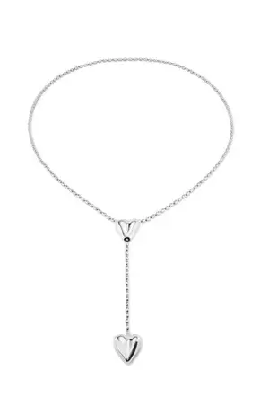 UNODE50 Double Heart Y Necklace - Silver