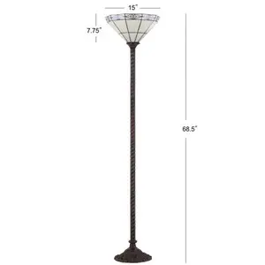 JONATHAN Y Moore Tiffany-style 68.57" Torchiere Led Floor Lamp