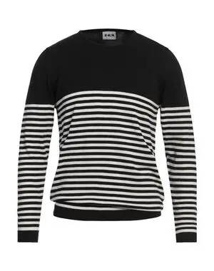 BERNA BERNA Light Cotton Striped Sweater Black
