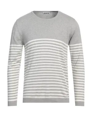 BERNA Light Cotton Striped Sweater - Grey