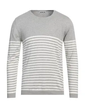 BERNA BERNA Light Cotton Striped Sweater Light Grey