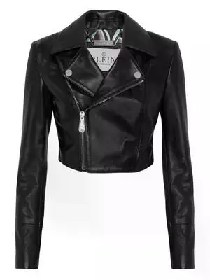 Philipp Plein Flame Racing Leather Biker Jacket