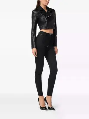 Philipp Plein Flame Racing Leather Biker Jacket