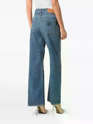 Philipp Plein Logo-embroidered Wide-leg Jeans