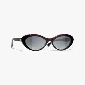 Chanel Oval Sunglasses Black & Red