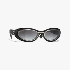 Chanel Oval Sunglasses - Black