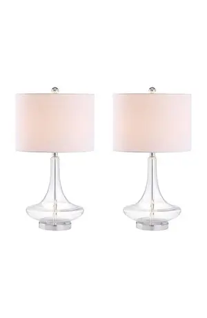 JONATHAN Y Cecile 25.5" Glass Teardrop Led Table Lamp - Clear