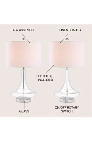 JONATHAN Y Cecile 25.5" Glass Teardrop Led Table Lamp - Clear
