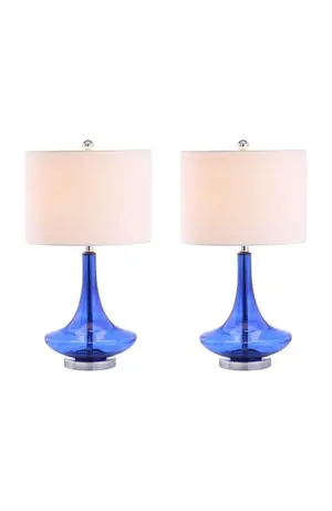 JONATHAN Y Cecile 25.5" Glass Teardrop Led Table Lamp - Cobalt Blue