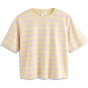 NEXT Striped Boxy Cotton T-shirt - Purple