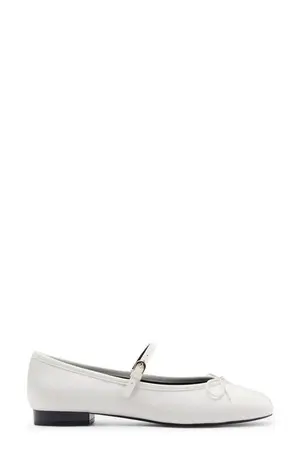 Mango Buckle Strap Corduroy Ballerina Flat - White