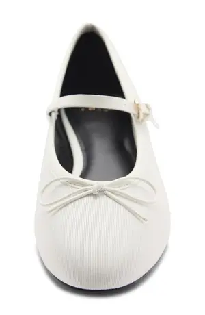Mango Buckle Strap Corduroy Ballerina Flat - White