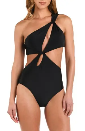 L'Agence Camilla Cutout One-shoulder One-piece Swimsuit - Black
