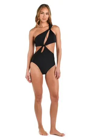 L'Agence Camilla Cutout One-shoulder One-piece Swimsuit