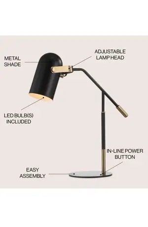 JONATHAN Y Edison 19.25" Metal Led Task Lamp