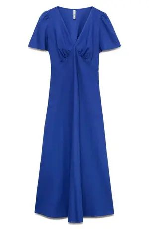 Mango Linen Blend Midi Dress