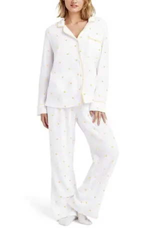 Splendid Lottie Love Cotton Gauze Pajamas - White/ Limoncello