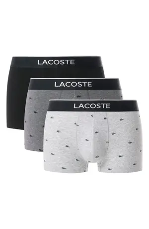 Lacoste Assorted 3-pack Stretch Cotton Trunks - Black/grey Chine/silver