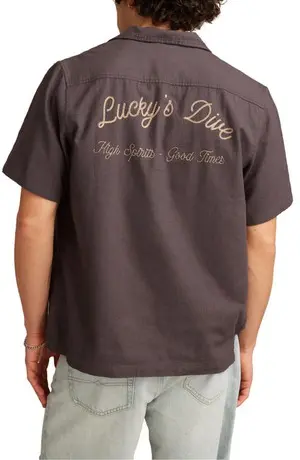 Lucky Brand Vice Embroidered Cotton Camp Shirt