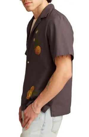 Lucky Brand Vice Embroidered Cotton Camp Shirt