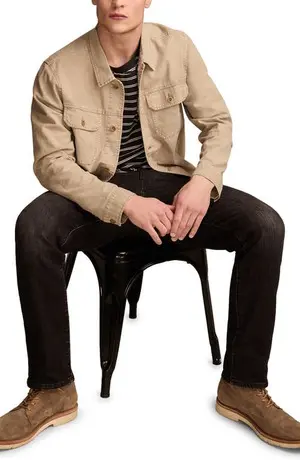 Lucky Brand Linen And Cotton Trucker Jacket - Pelican