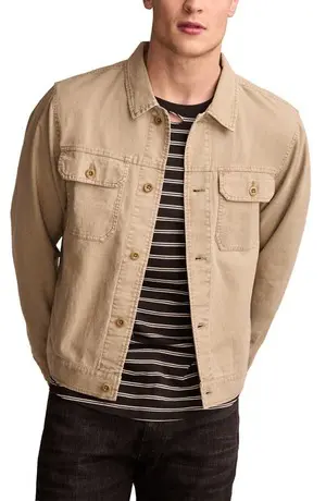 Lucky Brand Linen And Cotton Trucker Jacket - Pelican