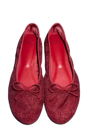 Mango Mesh Ballerina Flat - Red