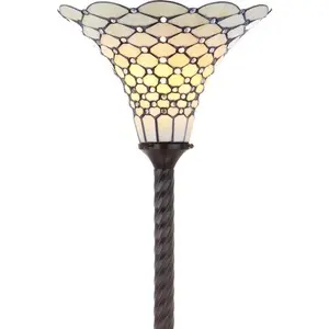 JONATHAN Y White Tiffany-style 70" Torchiere Led Floor Lamp - Bronze