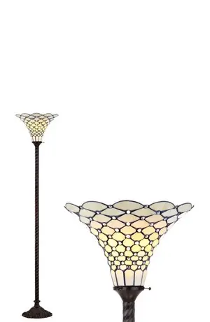 JONATHAN Y White Tiffany-style 70" Torchiere Led Floor Lamp