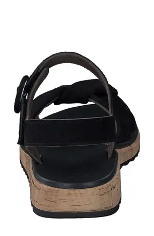 Paul Green Trento Ankle Strap Platform Sandal - Black Suede