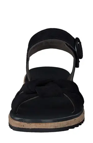 Paul Green Trento Ankle Strap Platform Sandal - Black Suede