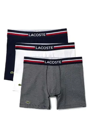 Lacoste Assorted 3-pack Logo Boxer Briefs - Navy Blue/ White
