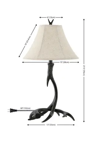 JONATHAN Y Antler 27.5" Rustic Resin Led Table Lamp - Black