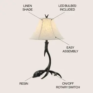 JONATHAN Y Antler 27.5" Rustic Resin Led Table Lamp - Black