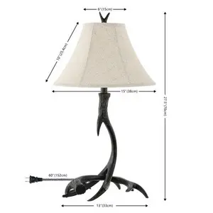 JONATHAN Y Antler 27.5" Rustic Resin Led Table Lamp - Black