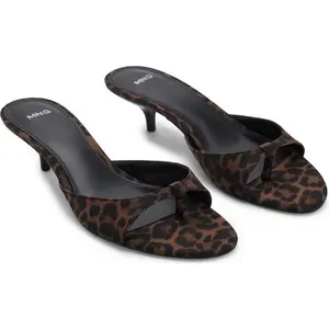 Mango Leopard Print Kitten Heel Sandal