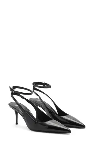 Mango Ankle Strap Pointed Toe Pumps - Black