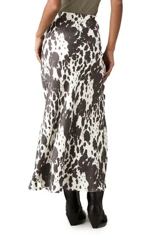 NEXT Cow Print Satin Midi Skirt