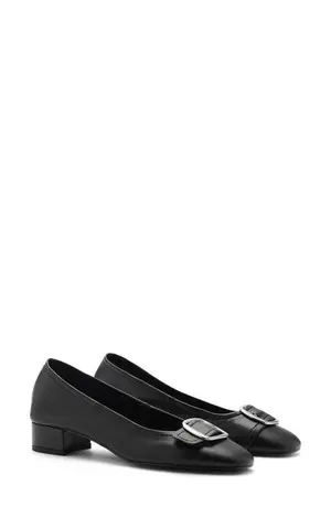 Mango Buckle Leather Pumps - Black