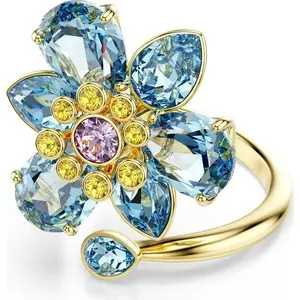 SWAROVSKI Idyllia Crystal Flower Bypass Ring - Blue