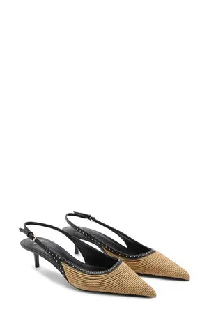 Mango Straw Slingback Pumps - Sand