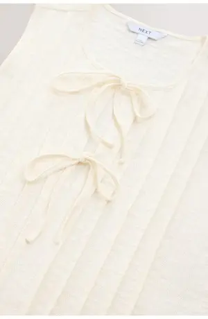 NEXT Pintuck Sleeveless Tie Front Cotton Top